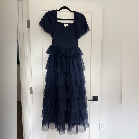 bohme | Dresses | Bohme Navy Tiered Tulle Maxi Dress Nwt Size S | Poshmark